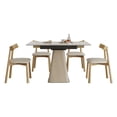 LHYY Retractable Rock Slab Dining Table Set,Modern 5-Piece Expandable ...