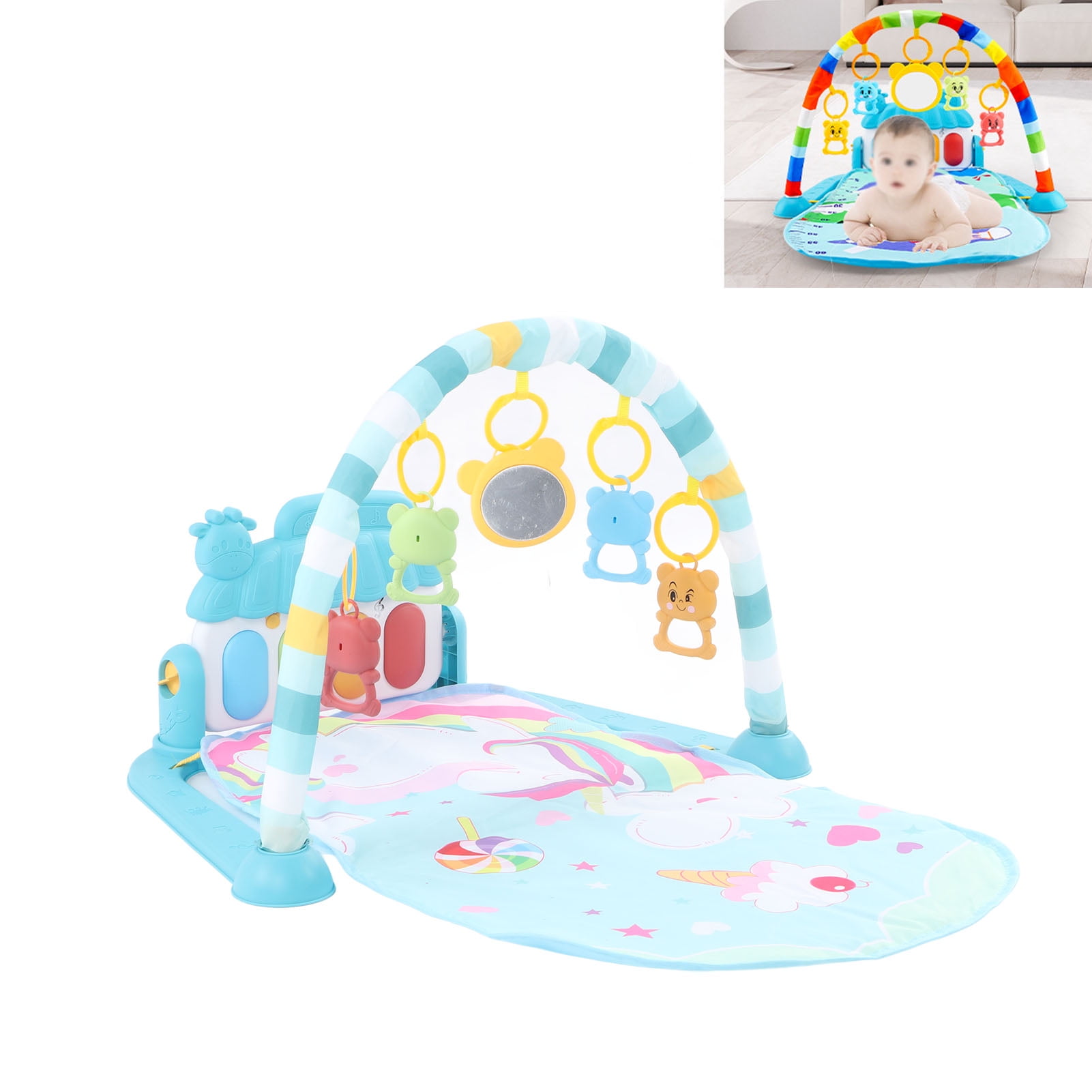Estink Baby Gyms Play Mats Baby Playmat Piano Smart Stage Detachable Musical Education Infant Tummy Time Padded Mat For Newborn Toddler Infants 72 X