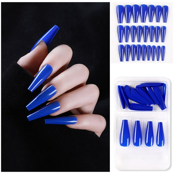 Ykohkofe 24pcs Long Fake Nails Full Cover False Nail Coffin Tips