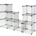 Gymax 12 Cube Grid Wire Organizer Wardrobe Shelves Bookcase DIY ...