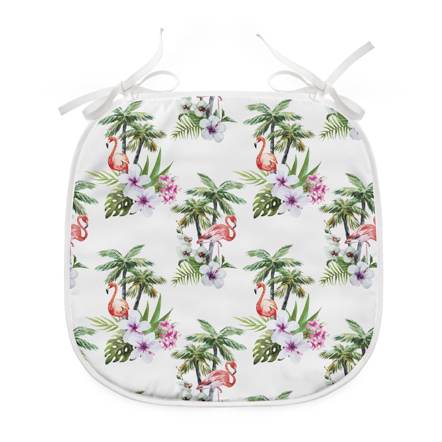 Palm Tree Dining Chair Pad, Tropical Island Inspired Pattern with ...