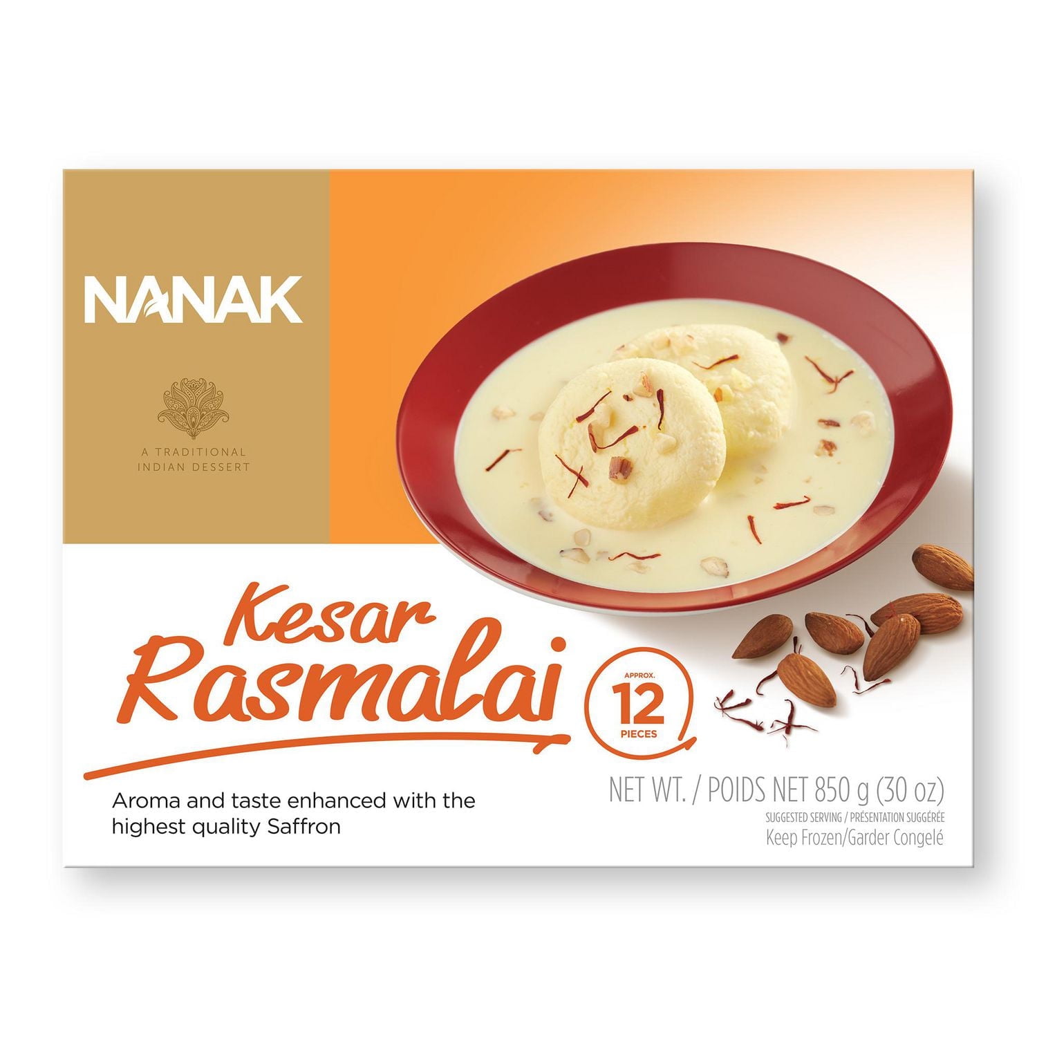 Click here for Nanak Kesar Rasmalai - Frozen Indian Dessert 850g prices