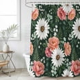 Daisies Peonies Shower Curtain Set - Small 36" x 72" Washable Bathtub ...
