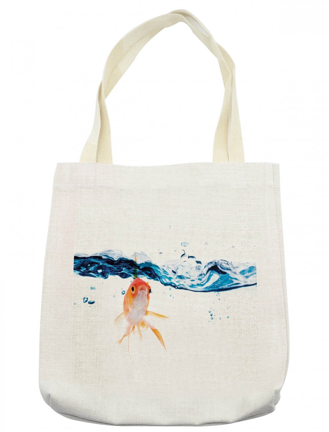 Fish Tote Bag, Goldfish Swimming Under Surface of Clear Water Fishbowl ...