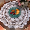 Beige Cotton Handmade Crochet Lace Round Tablecloth Doilies Overlay 23 ...