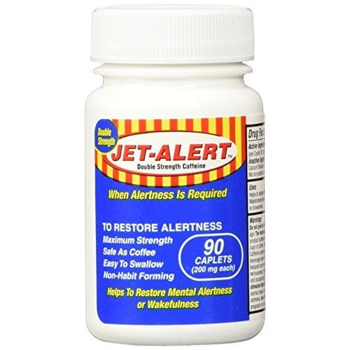 Jet-Alert Energy Stimulant Caffeine Pills, 200mg, 90 Count, Pack of 4 ...