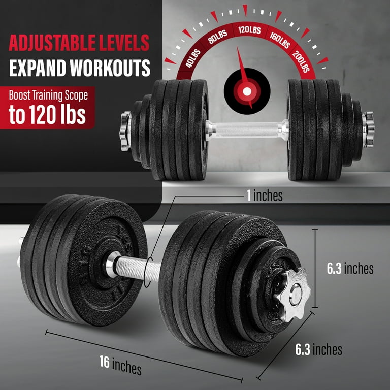 Yes4All Adjustable Cast Iron Dumbbell 105 lbs Walmart