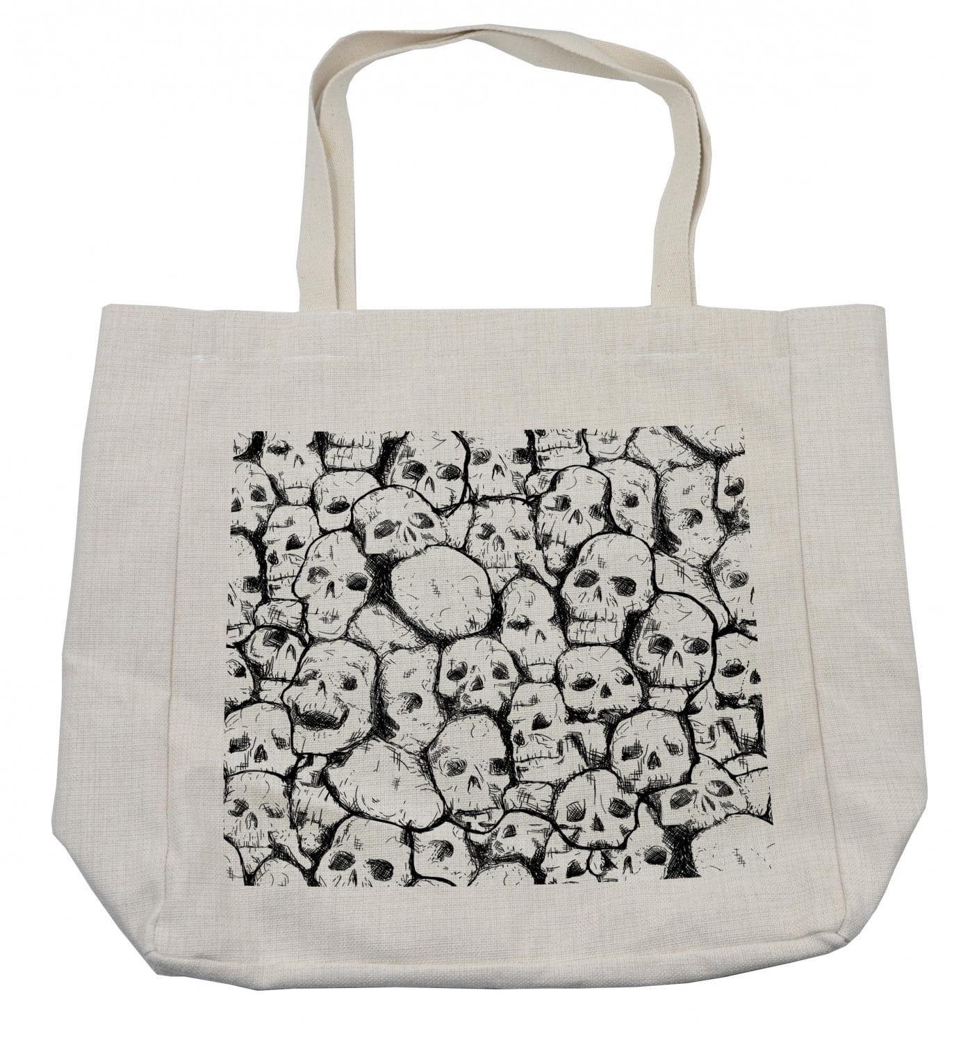 Skull Shopping Bag, Conjoined Head Motifs Spooky Fossils Motley Dark ...