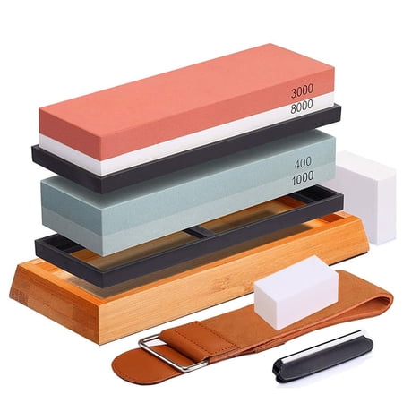 Sharpening stone whetstone set, 400/1000 3000/8000 grit Double-sided ...