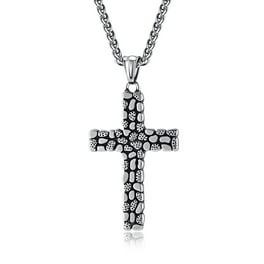 ICTPTOSL Cross Necklace for Men 925 Sterling Silver Cross Pendant with 24 Inch Stainless Steel Box Chain Jewelry for Birthday Christmas