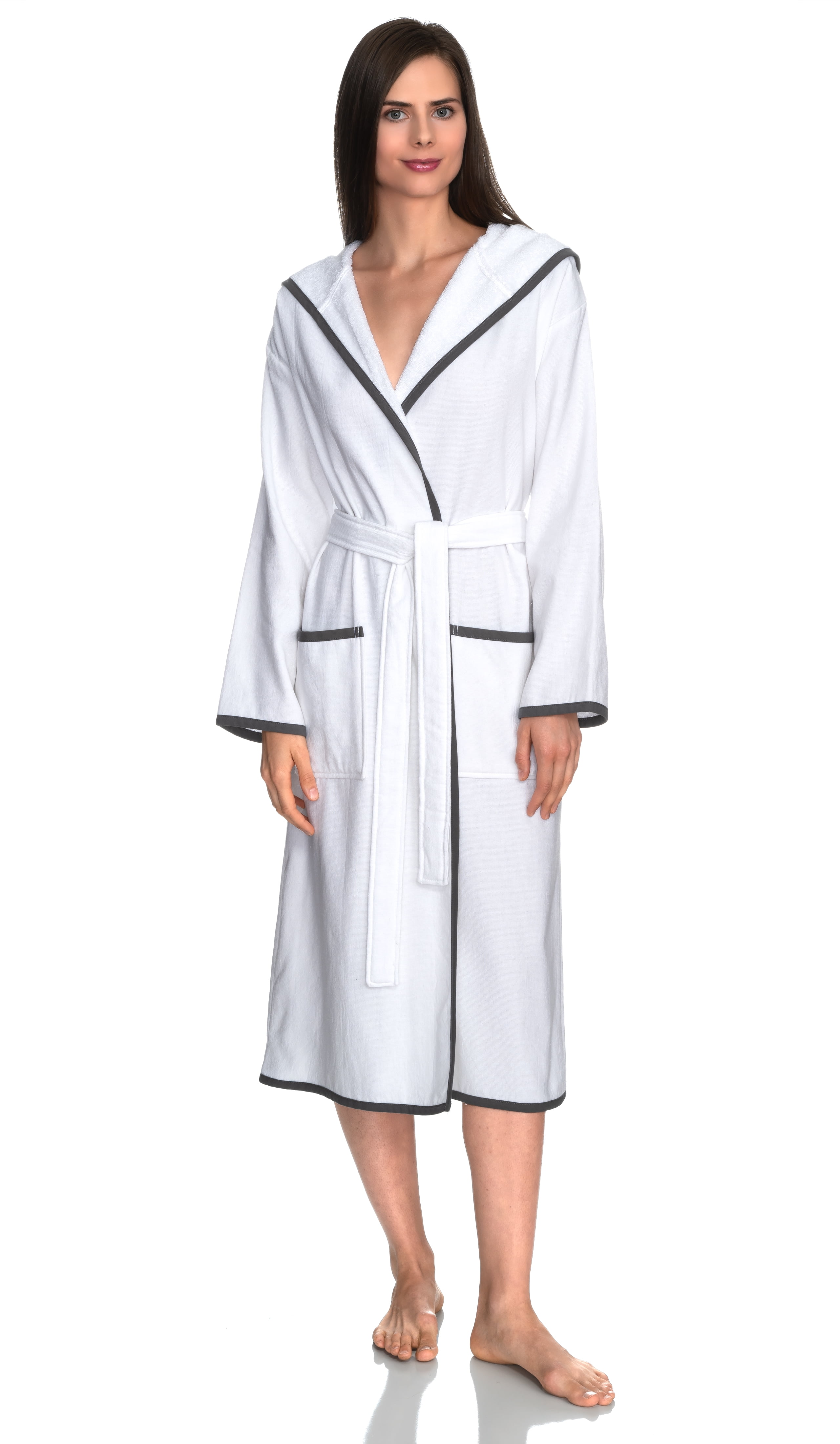 TowelSelections Women's Robe, Cotton Lined Hooded Terry Bathrobe Medium ...