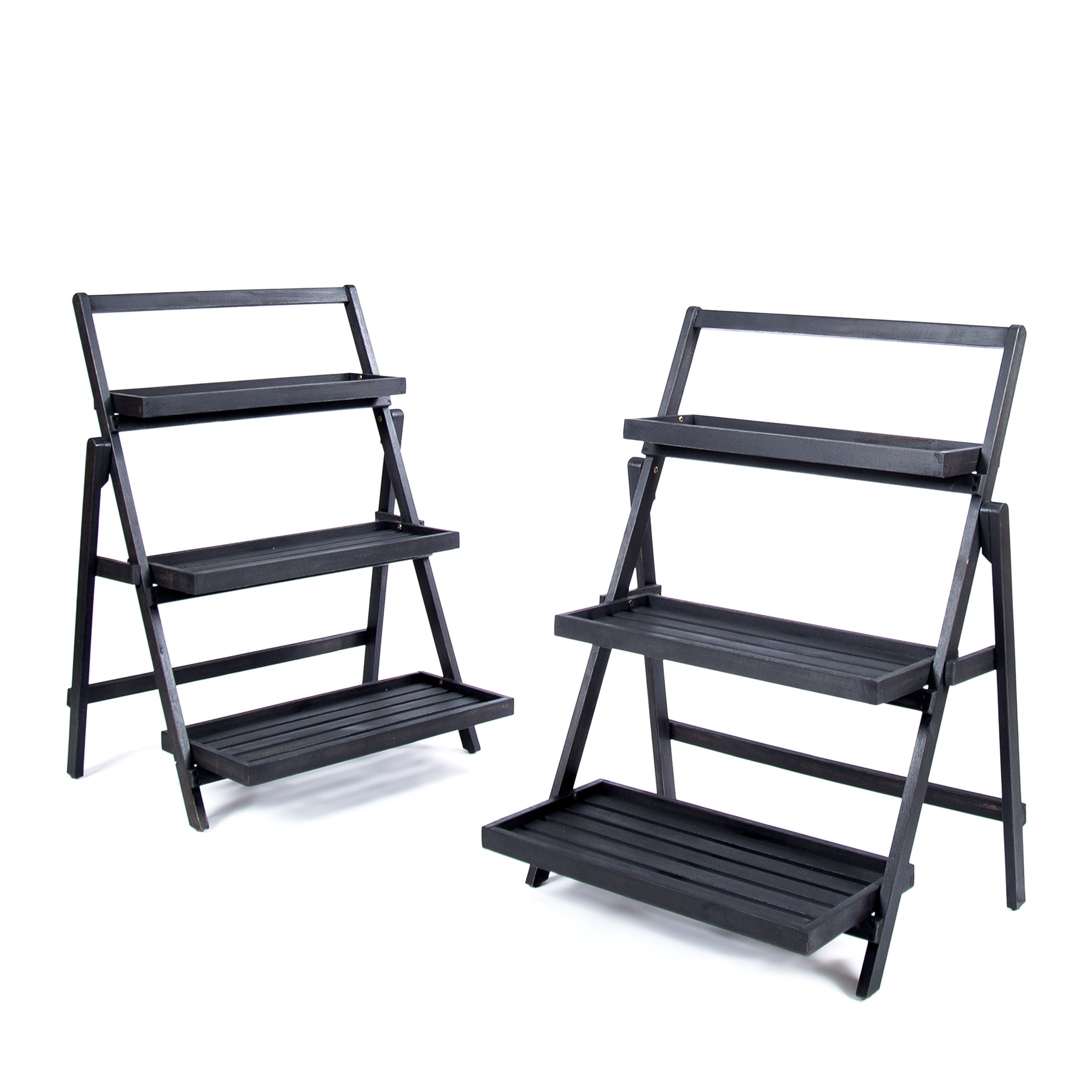 GDF Studio Han Outdoor Acacia Wood 3 Tiered Plant Stands, Set of 2 ...