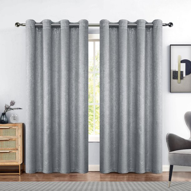 Pinewave Gray Sparkle Blackout Curtains Luxury Silver Metallic Chic ...