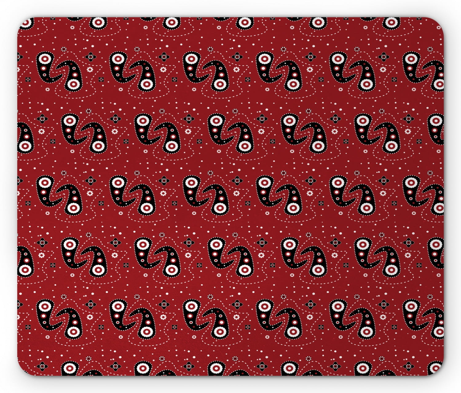 Red and Black Mouse Pad, Paisley Design with Dots Flowers Leaves ...