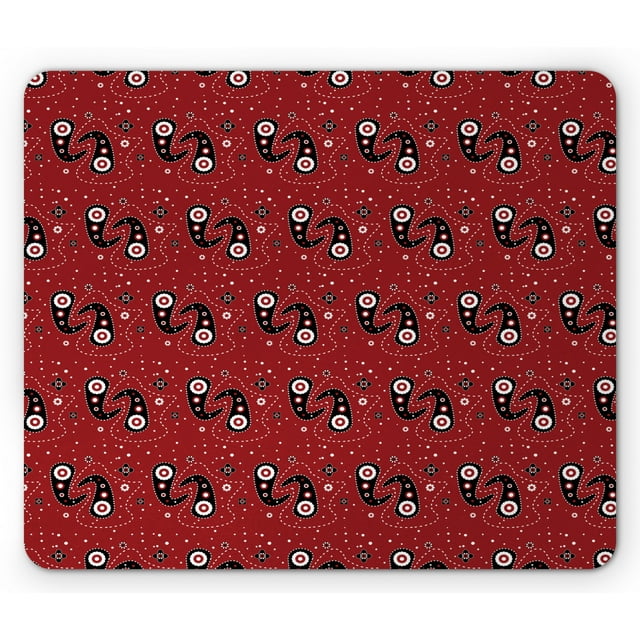 Red and Black Mouse Pad, Paisley Design with Dots Flowers Leaves ...