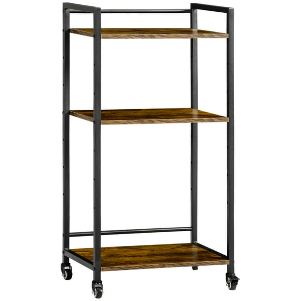 HOMCOM 3-Tier Printer Stand, Utility Cart, Rolling Trolley with ...