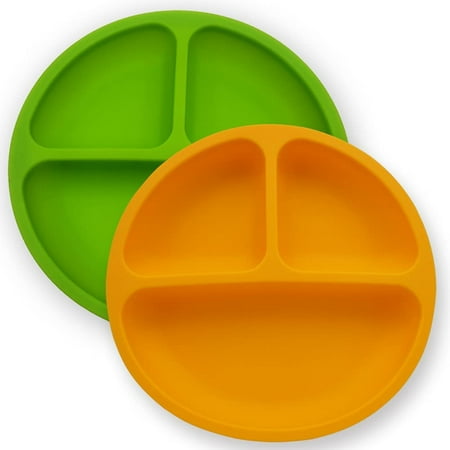 2-Pack Baby Plates Silicone Toddler Plates Separate Plates Weaning ...