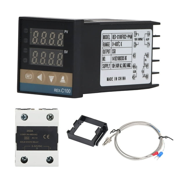 Juego de controlador de temperatura PID digital 3 piezas 0-400 ℃ Controlador de temperatura ...