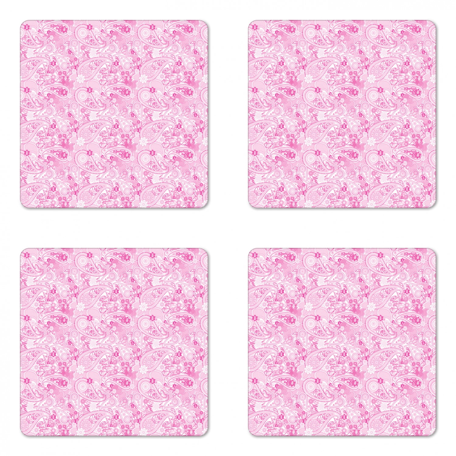 Paisley Coaster Set of 4, Models Inspired Design with Flowers and Leaf ...