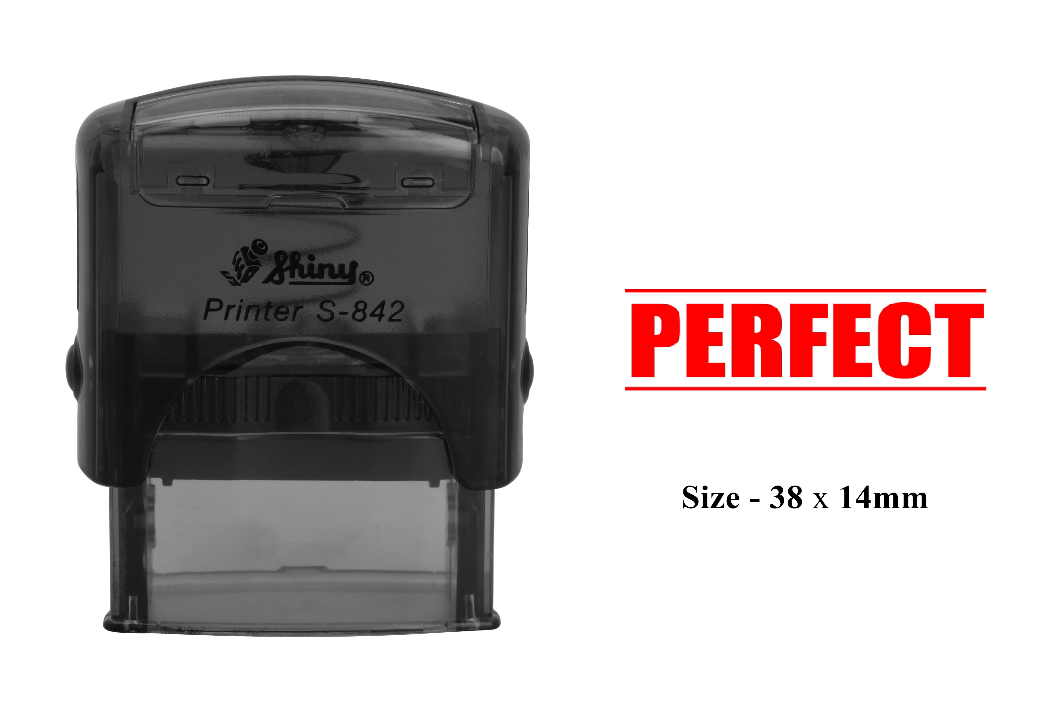 Perfect Rubber Stamp Clear Print for Office Use Shiny S-842 Self-Inking ...