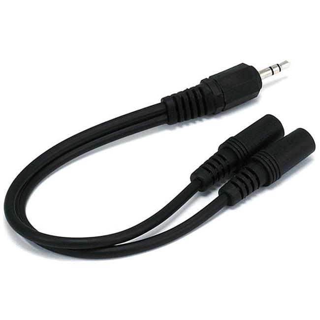 Monoprice Audio/Stereo Splitter Cable - 0.5 Feet - Black | 3.5mm Stereo ...
