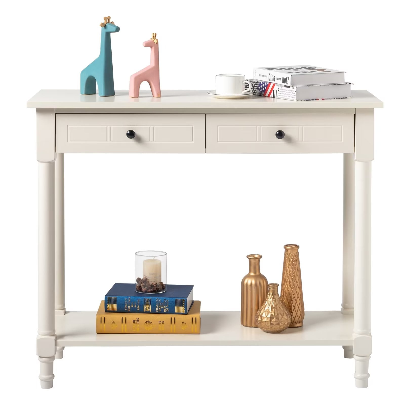 45-Inch Wide Console Table for Entryway, Retro Side Table with 2 ...