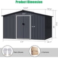 COZONY 10*12ft Metal Storage Shed, Galvanized Steel with Pitched Roof ...