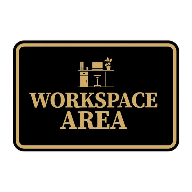 Signs ByLITA Classic Framed Workspace Area Sign (Black Gold) - Large ...