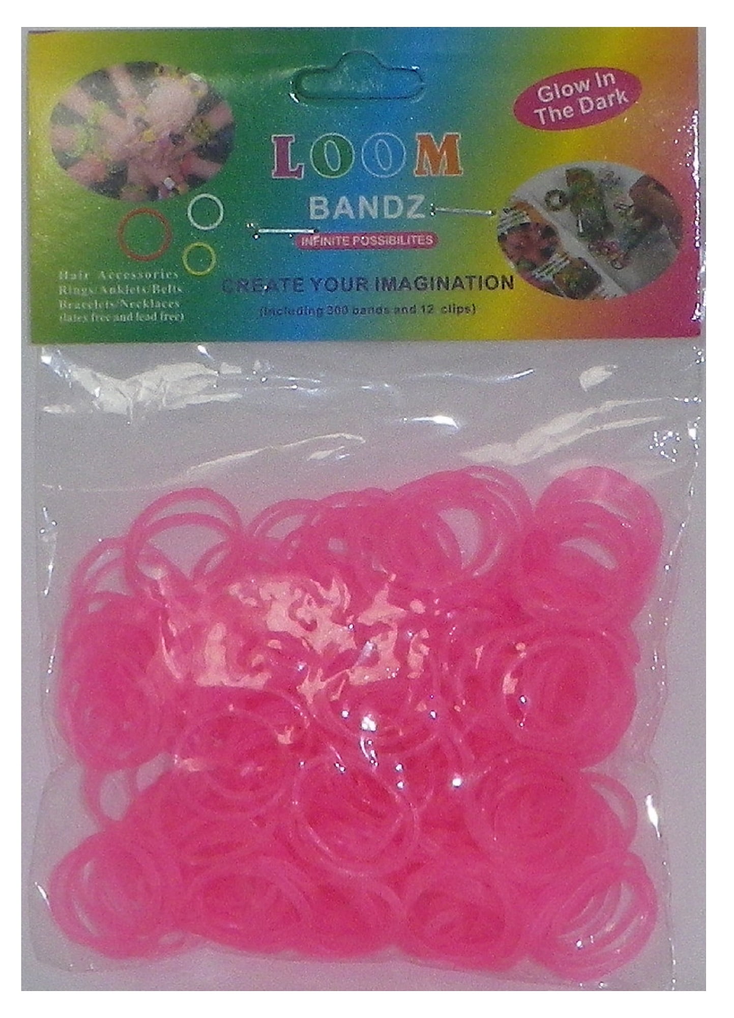 Glow in the Dark 300 Loom Bands With 12 Clips - Neon Pink - Walmart.com