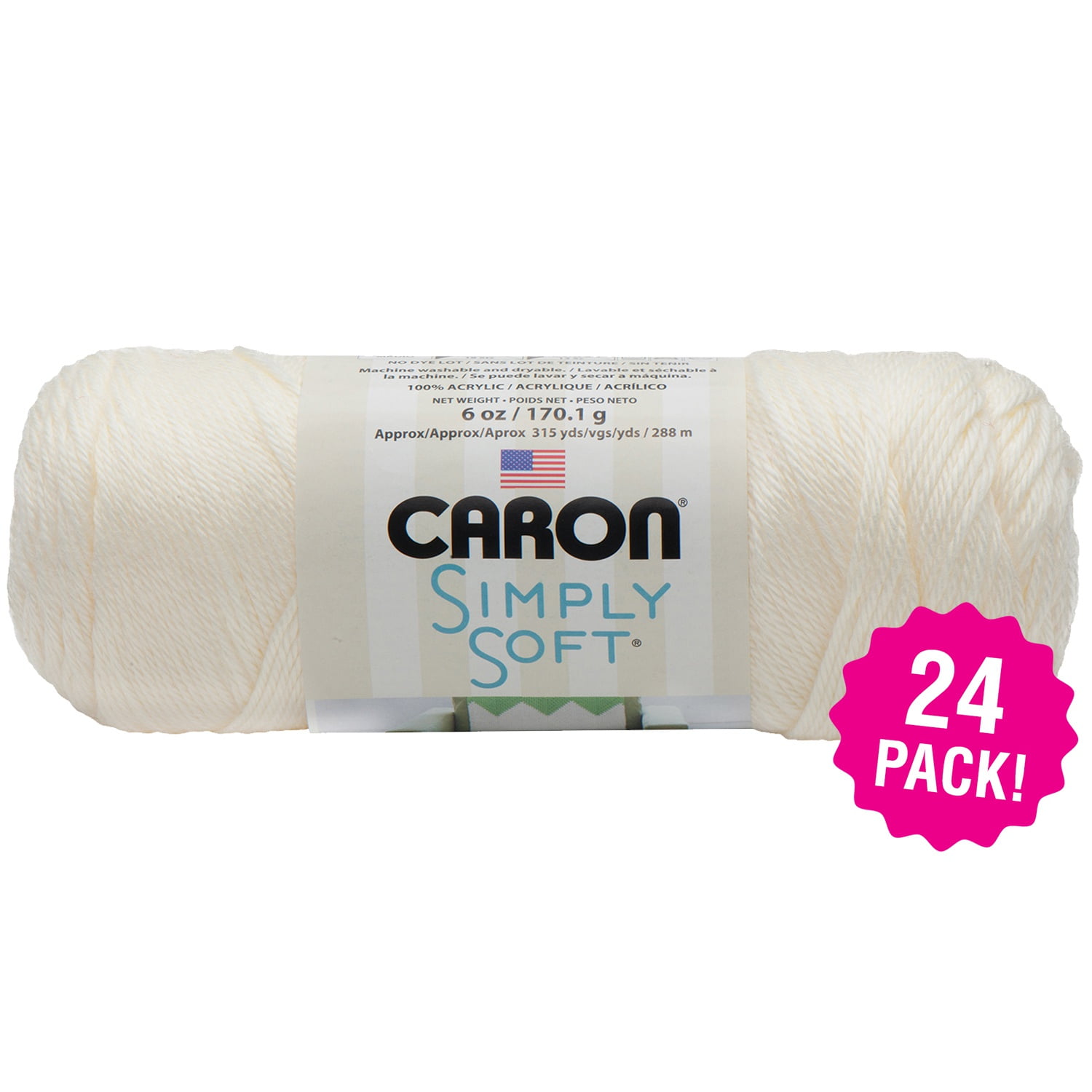 Caron Simply Soft Solids Yarn - Off White, Multipack of 24 - Walmart.com