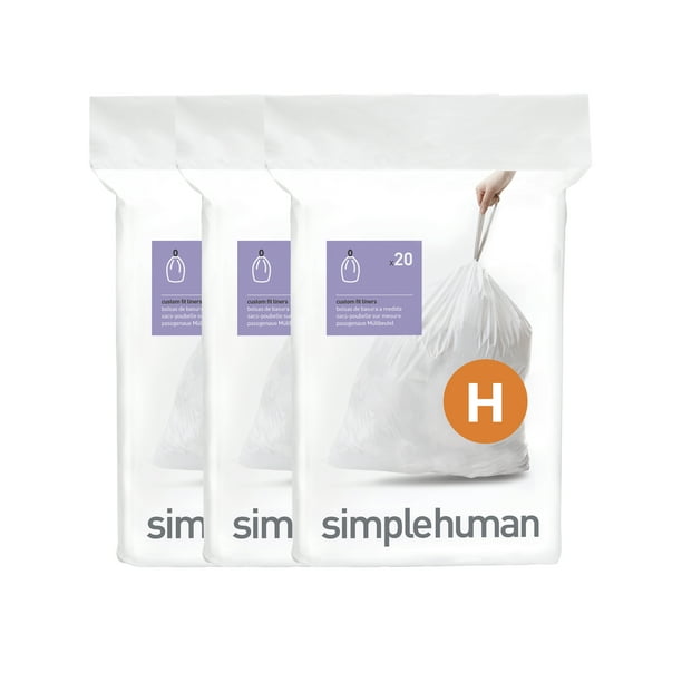 simplehuman Code H Custom Fit Drawstring Trash Bags in Dispenser Packs ...