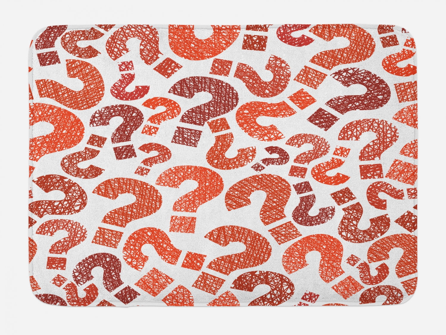 Modern Bath Mat, Question Marks Pattern Sketch Stylized Hand Drawn ...