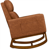 Yaheetech Modern Living Room Faux Leather Upholstered Rocking Chair ...