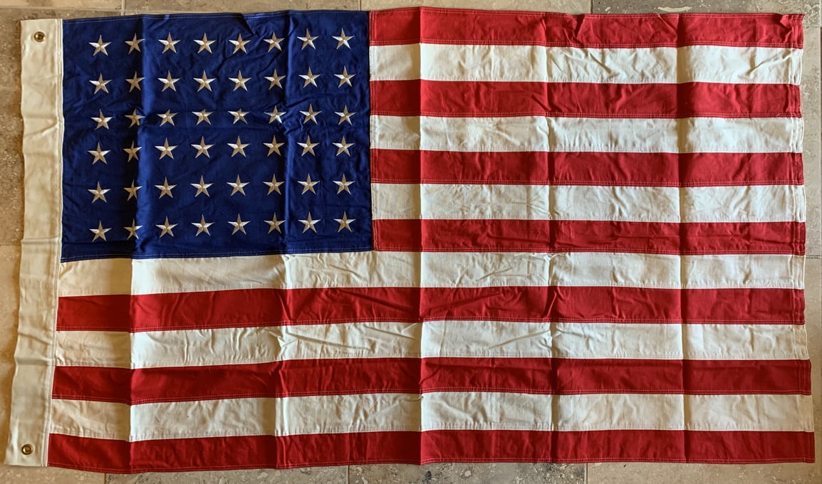 Vintage 48 Star USA American Flag 3'X5 Cotton Embroidered Stars Sewn ...