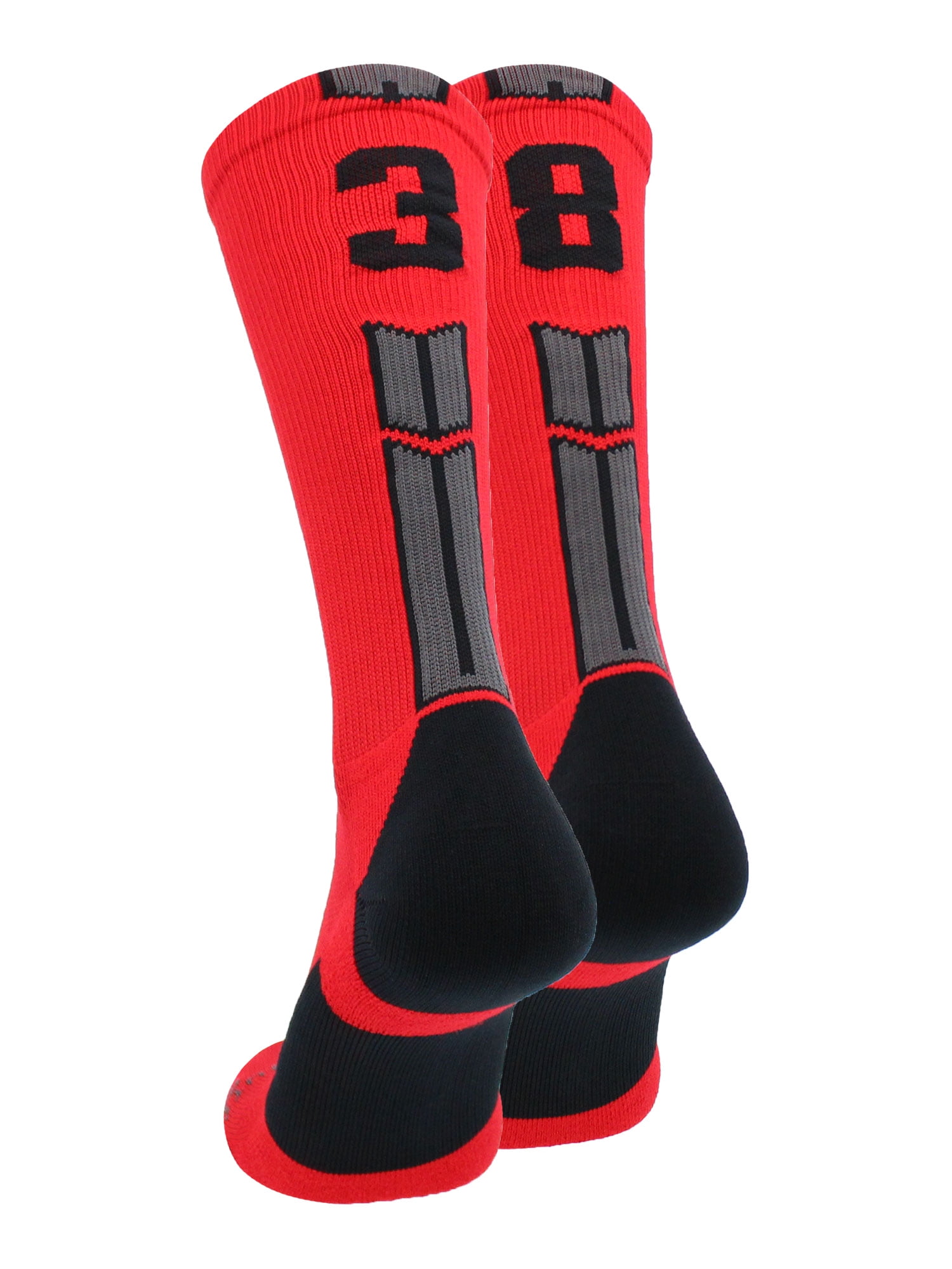 Red/Black Player Id Crew Number Socks (#38, Small) - Walmart.com