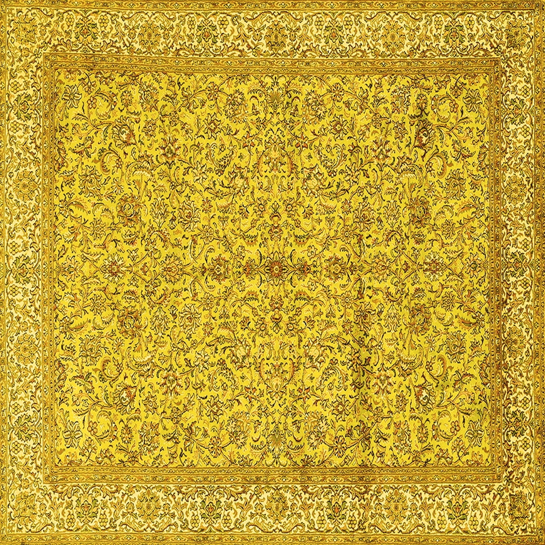 Ahgly Company Indoor Square Persian Yellow Traditional Area Rugs, 4 ...