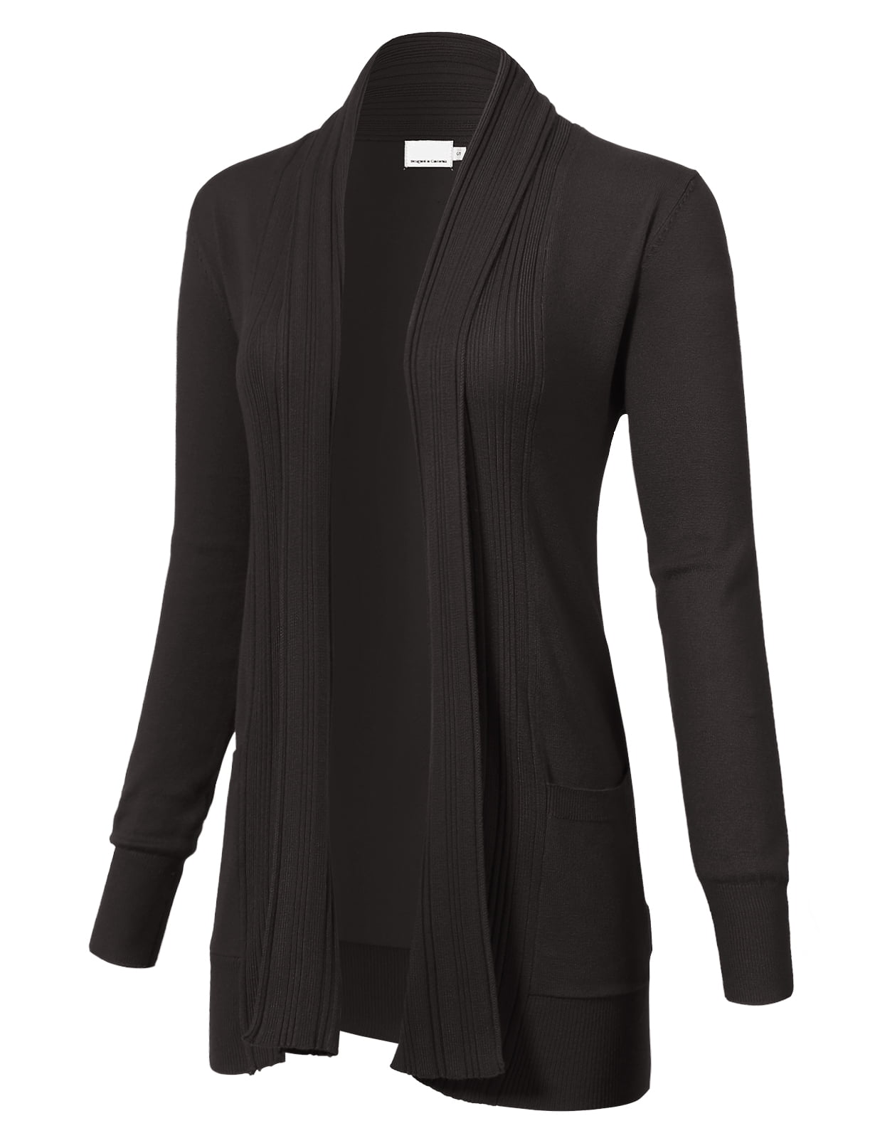 Women's Long Sleeve Open Front Draped Cardigan with Pockets - Walmart.com