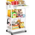 3-Tier Rolling Cart with Drawer & Lockable Wheels, Bathroom Storage ...