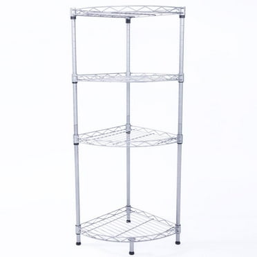 AUHomi Home Light Duty Plastic Storage Racks, 4 Tier Corner Shelf with ...