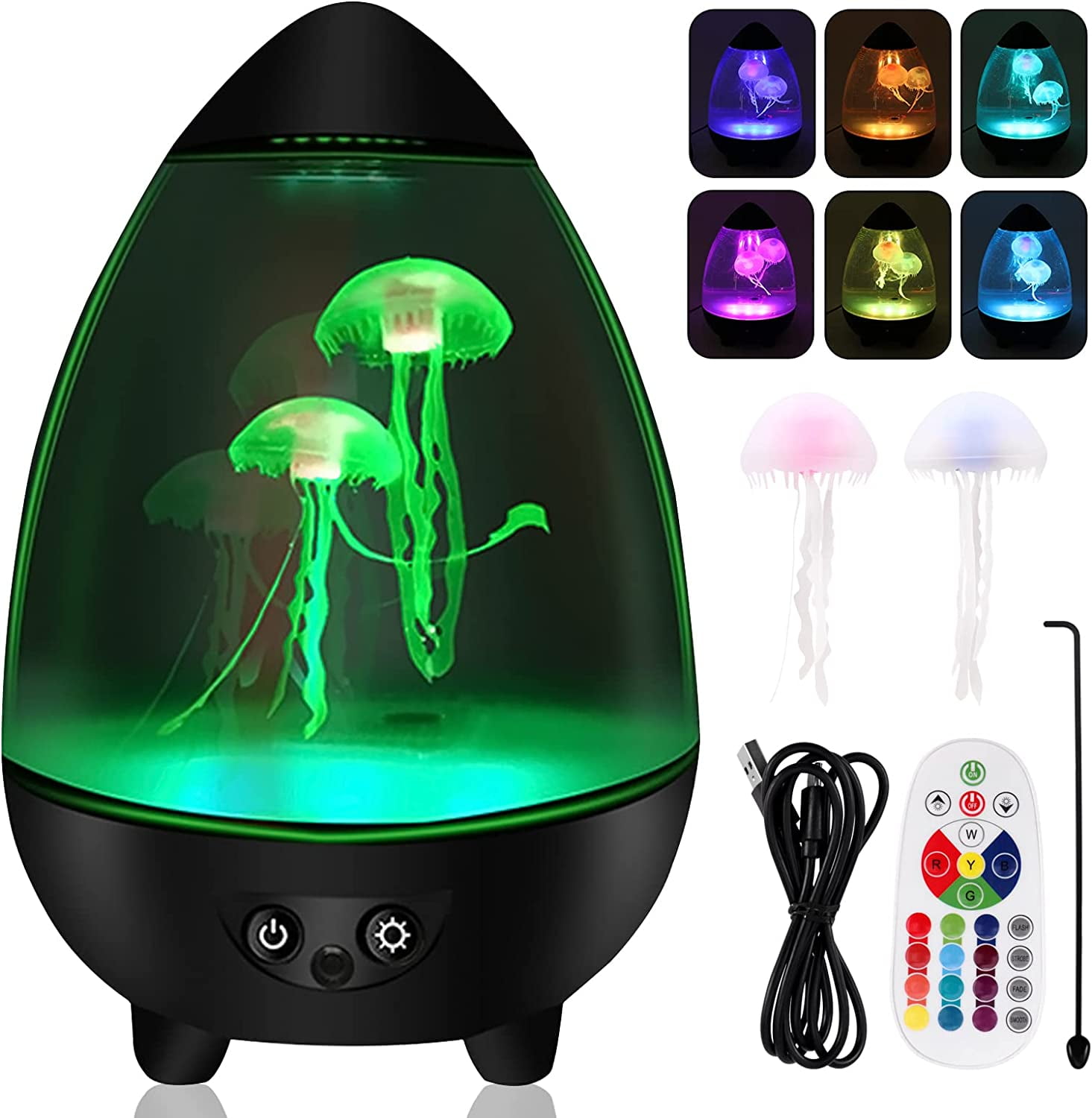 Jellyfish Lava Lamp, 16 Color Changing Mood Night Light with Remote ...