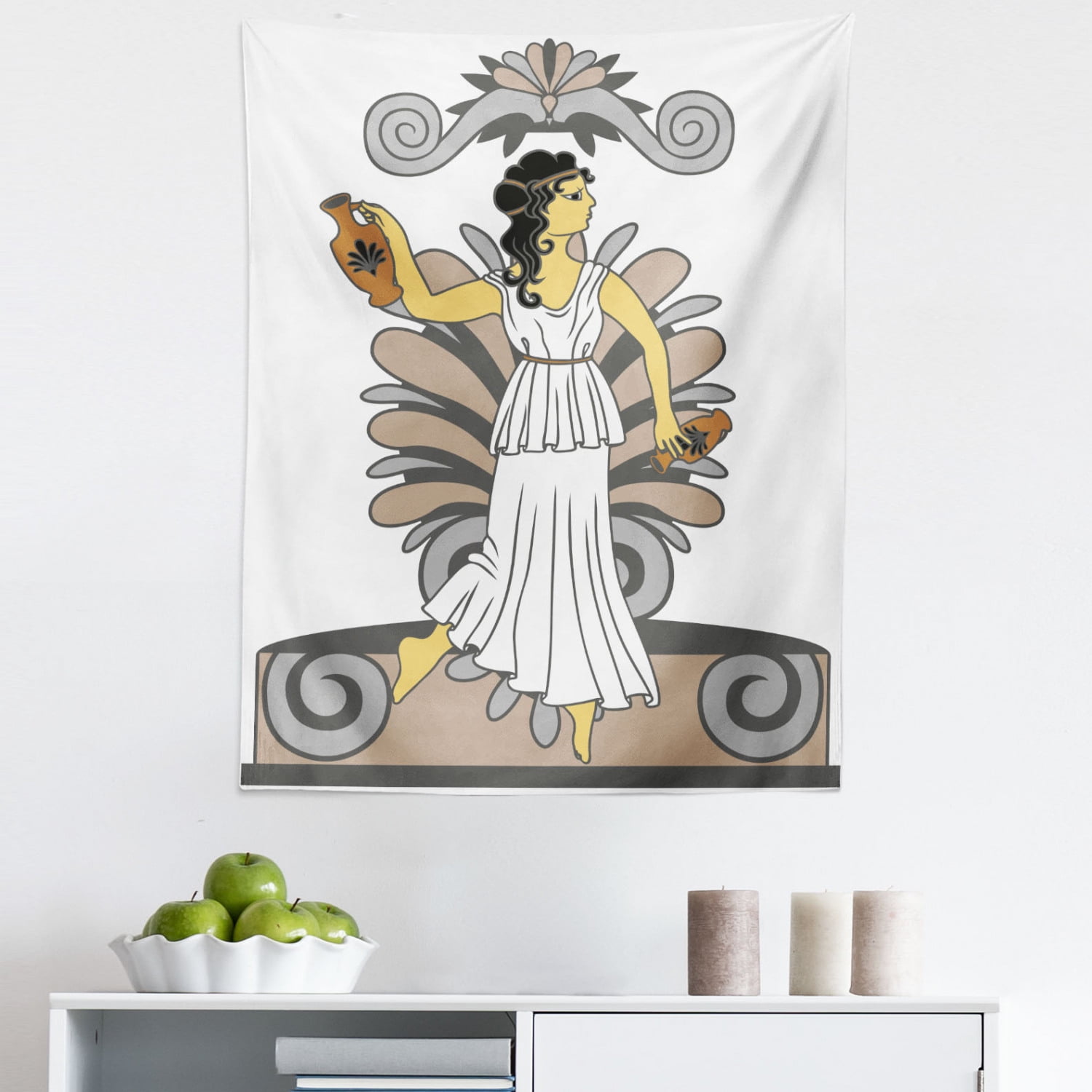Retro Tapestry, Greek Woman with Amphoras in Classical Style Colored ...