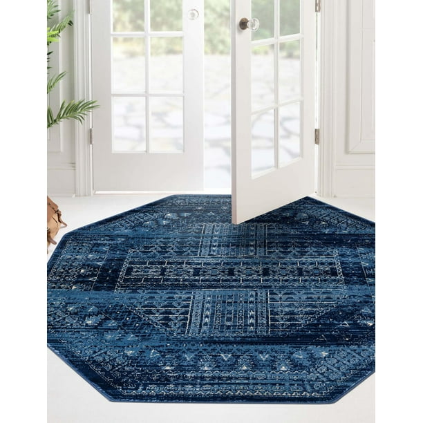 Rugs.com Kennedy Collection Rug – 5' Octagon Blue Medium Rug Perfect ...