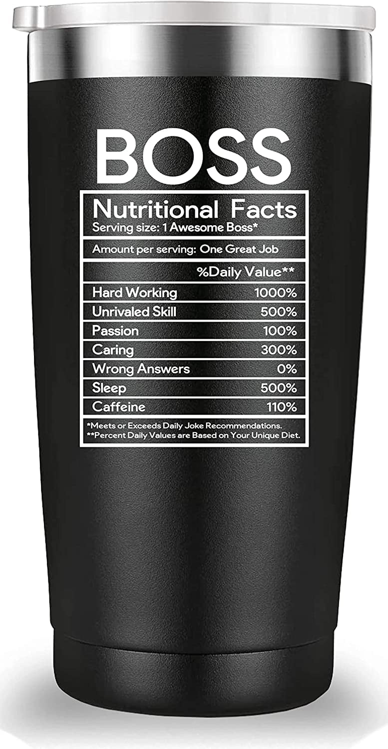 Boss Nutritional Facts Travel Mug Tumbler.Boss Day,Boss Lady,Office ...