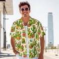Cactus Succulent Pattern Men's Shirts Short-Sleeved with All-Over ...