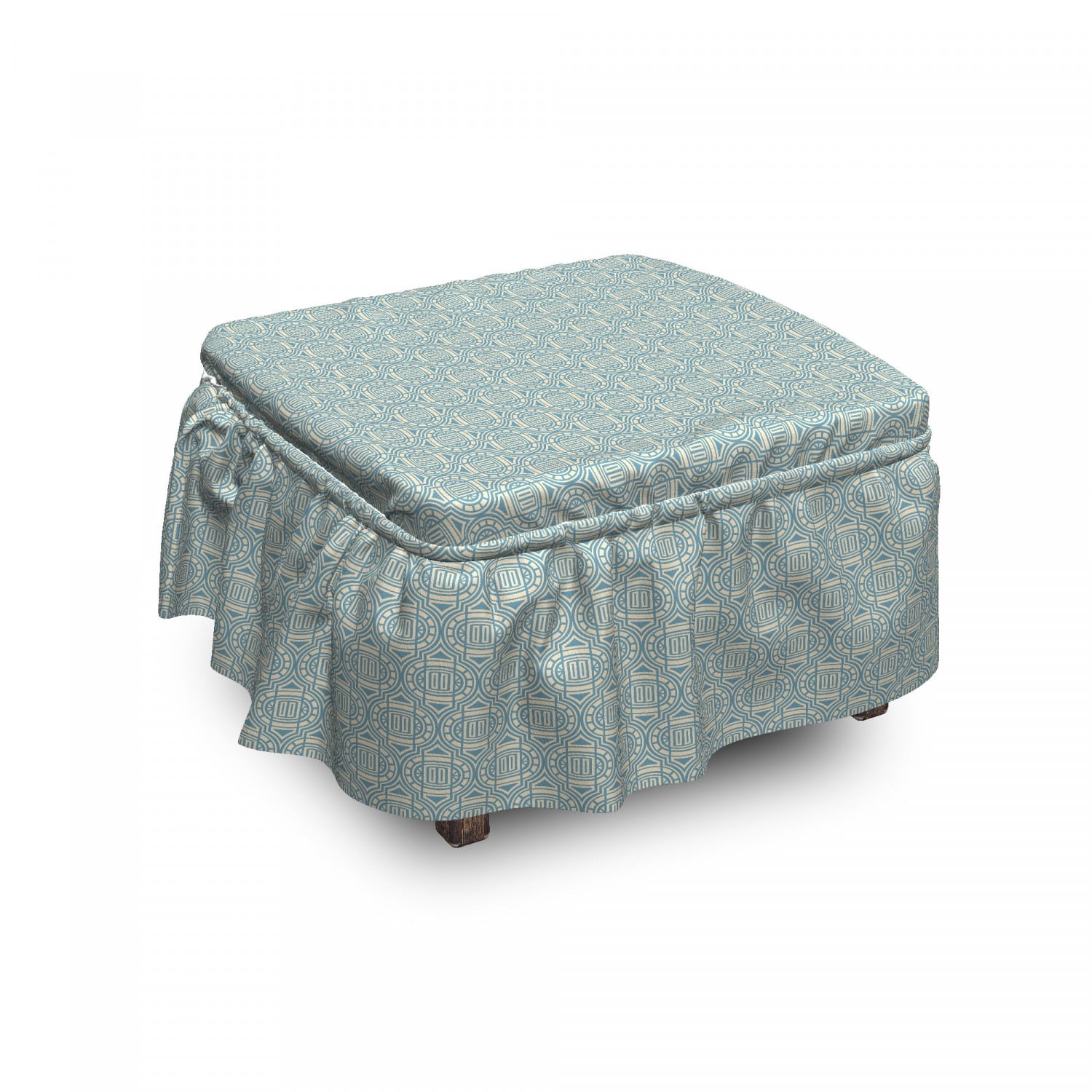 Abstract Ottoman Cover, Art Deco Inspiration Motif, 2 Piece Slipcover ...