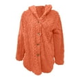 AWZXDE Women's Solid Color Hooded Cardigan Jacket with Buttons Long ...