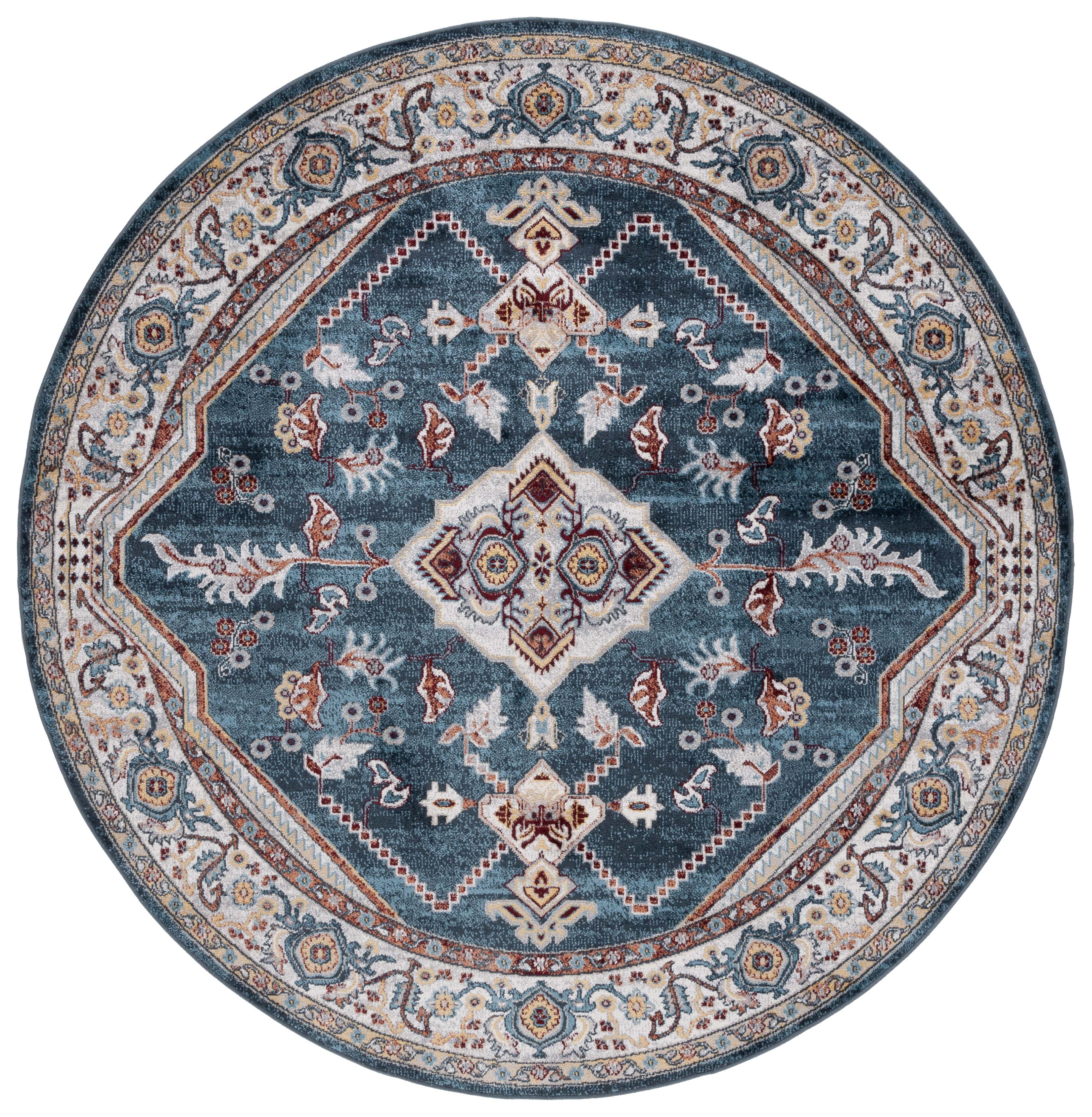SAFAVIEH Bayside Aifric Traditional Machine Washable Area Rug, 6'7" x 6 ...
