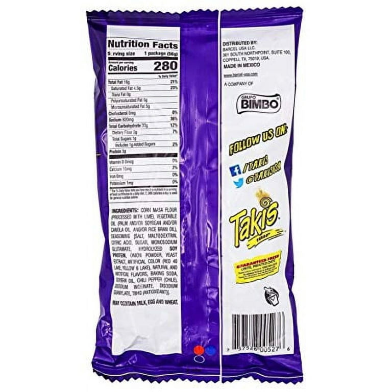 Takis Fuego Nutrition Label
