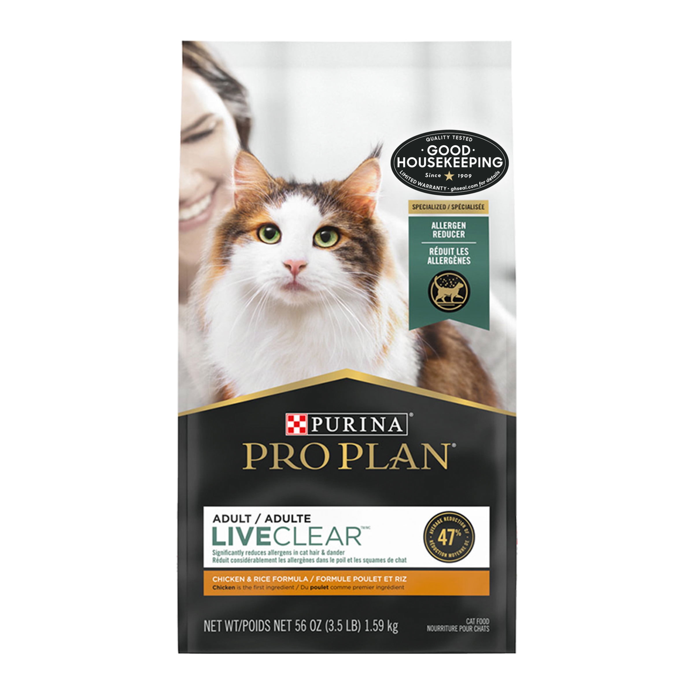 Purina Pro Plan Liveclear Chicken and Rice Dry Cat Food, 3.5 lb Bag ...