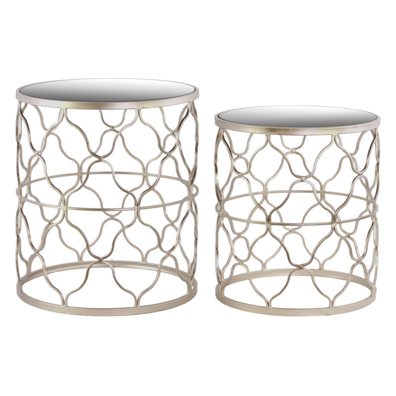 Urban Trends Mirror Top Nesting Tables with Quatrefoil Lattice Base ...